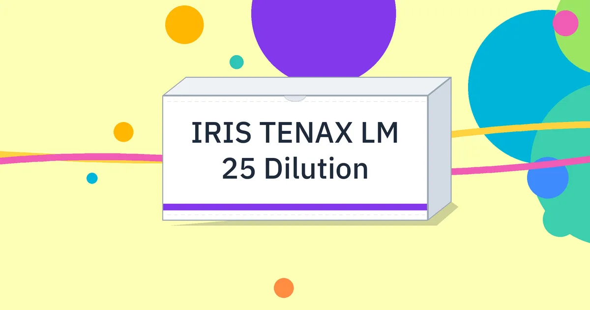 Symbolbild: Packung mit der Aufschrift IRIS TENAX LM 25 Dilution (PZN 12914521) – Verfügbarkeit und Bezug in Apotheken in Frankfurt am Main