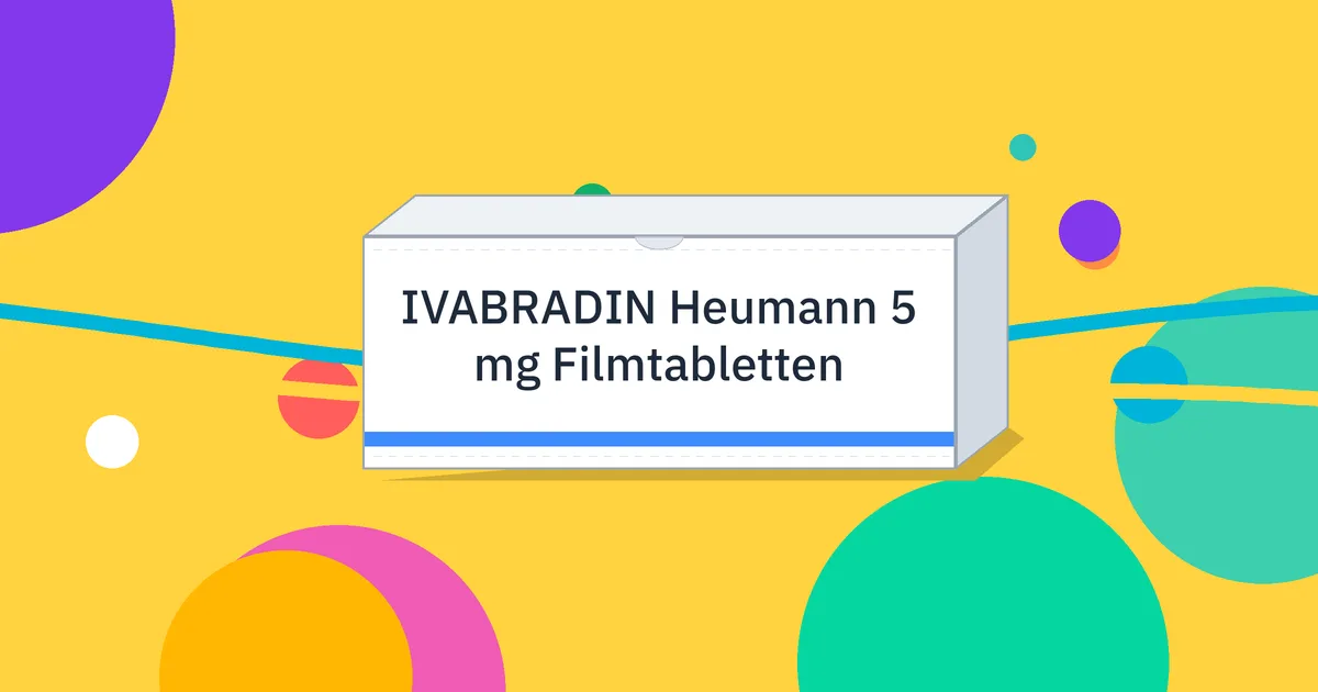 Symbolbild: Packung mit der Aufschrift IVABRADIN Heumann 5 mg Filmtabletten (PZN 11693319) – Verfügbarkeit und Bezug in Apotheken in Frankfurt am Main