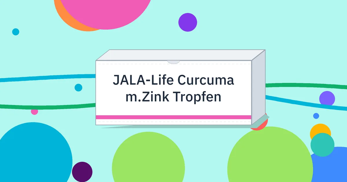 Symbolbild: Packung mit der Aufschrift JALA-Life Curcuma m.Zink Tropfen (PZN 19488524) – Verfügbarkeit und Bezug in Apotheken in Frankfurt am Main