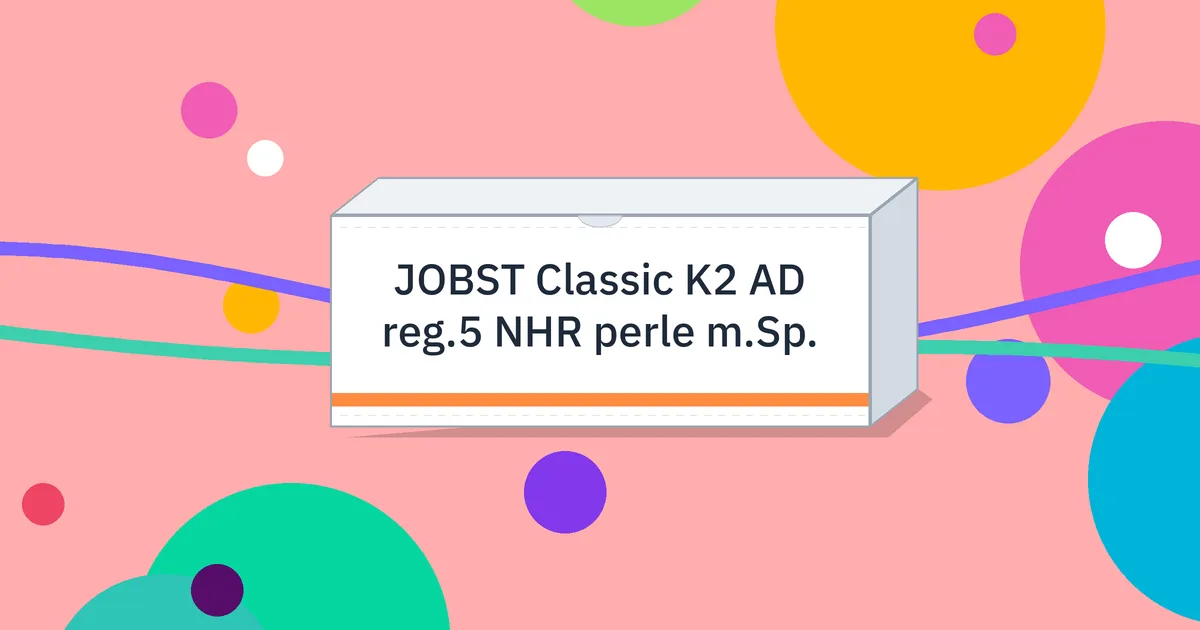 Symbolbild: Packung mit der Aufschrift JOBST Classic K2 AD reg.5 NHR perle m.Sp. (PZN 13061687) – Verfügbarkeit und Bezug in Apotheken in Frankfurt am Main