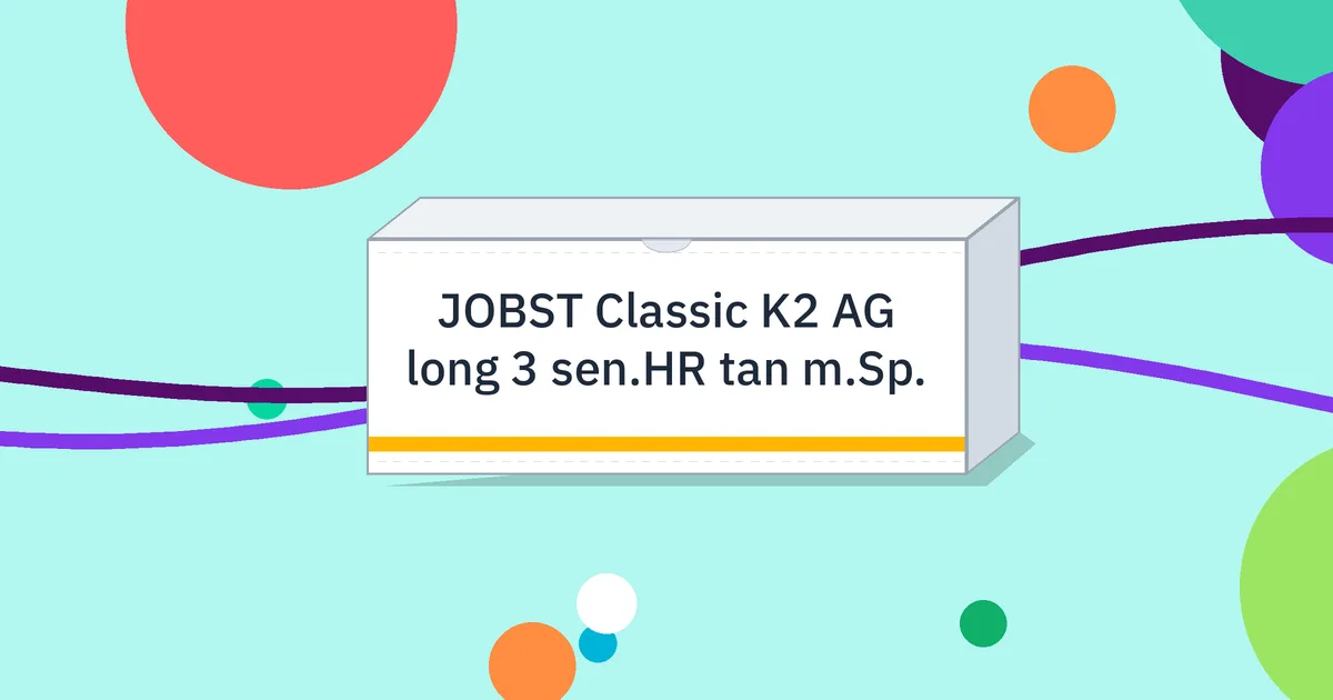 Symbolbild: Packung mit der Aufschrift JOBST Classic K2 AG long 3 sen.HR tan m.Sp. (PZN 17959095) – Verfügbarkeit und Bezug in Apotheken in Frankfurt am Main