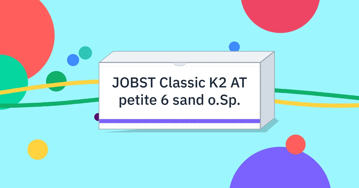 Symbolbild: Packung mit der Aufschrift JOBST Classic K2 AT petite 6 sand o.Sp. (PZN 11275705) – Verfügbarkeit und Bezug in Apotheken in Frankfurt am Main