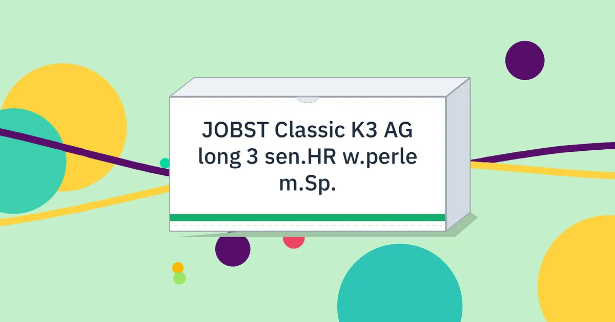 Symbolbild: Packung mit der Aufschrift JOBST Classic K3 AG long 3 sen.HR w.perle m.Sp. (PZN 17958552) – Verfügbarkeit und Bezug in Apotheken in Frankfurt am Main