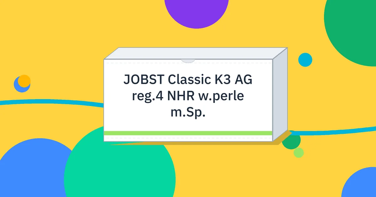 Symbolbild: Packung mit der Aufschrift JOBST Classic K3 AG reg.4 NHR w.perle m.Sp. (PZN 13073495) – Verfügbarkeit und Bezug in Apotheken in Frankfurt am Main