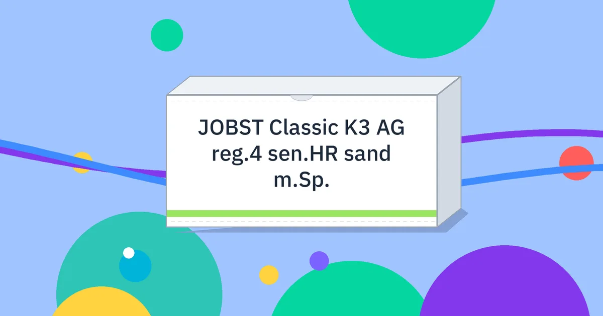 Symbolbild: Packung mit der Aufschrift JOBST Classic K3 AG reg.4 sen.HR sand m.Sp. (PZN 17957334) – Verfügbarkeit und Bezug in Apotheken in Frankfurt am Main