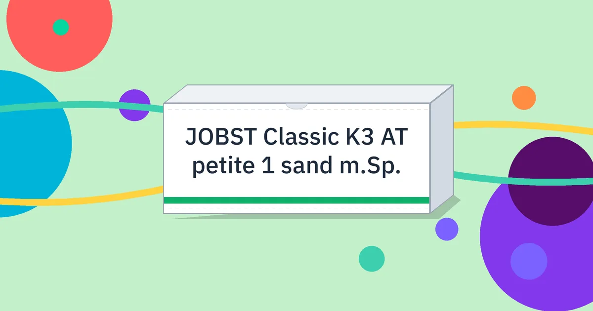 Symbolbild: Packung mit der Aufschrift JOBST Classic K3 AT petite 1 sand m.Sp. (PZN 13077145) – Verfügbarkeit und Bezug in Apotheken in Frankfurt am Main