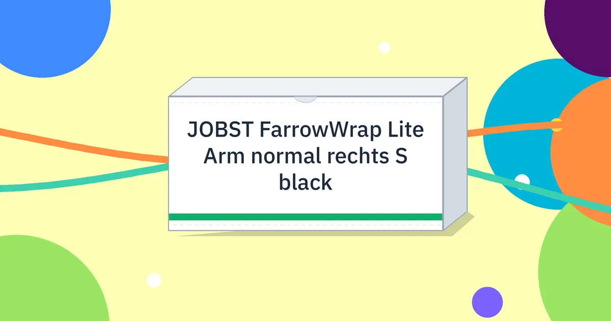 Symbolbild: Packung mit der Aufschrift JOBST FarrowWrap Lite Arm normal rechts S black (PZN 13870228) – Verfügbarkeit und Bezug in Apotheken in Frankfurt am Main