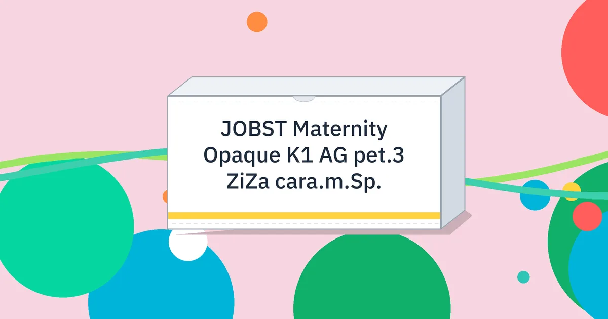 Symbolbild: Packung mit der Aufschrift JOBST Maternity Opaque K1 AG pet.3 ZiZa cara.m.Sp. (PZN 15850282) – Verfügbarkeit und Bezug in Apotheken in Frankfurt am Main