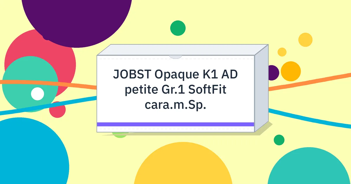 Symbolbild: Packung mit der Aufschrift JOBST Opaque K1 AD petite Gr.1 SoftFit cara.m.Sp. (PZN 13079256) – Verfügbarkeit und Bezug in Apotheken in Frankfurt am Main