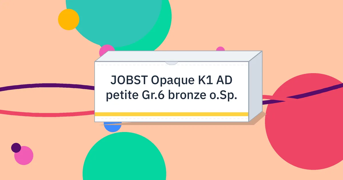 Symbolbild: Packung mit der Aufschrift JOBST Opaque K1 AD petite Gr.6 bronze o.Sp. (PZN 13079813) – Verfügbarkeit und Bezug in Apotheken in Frankfurt am Main