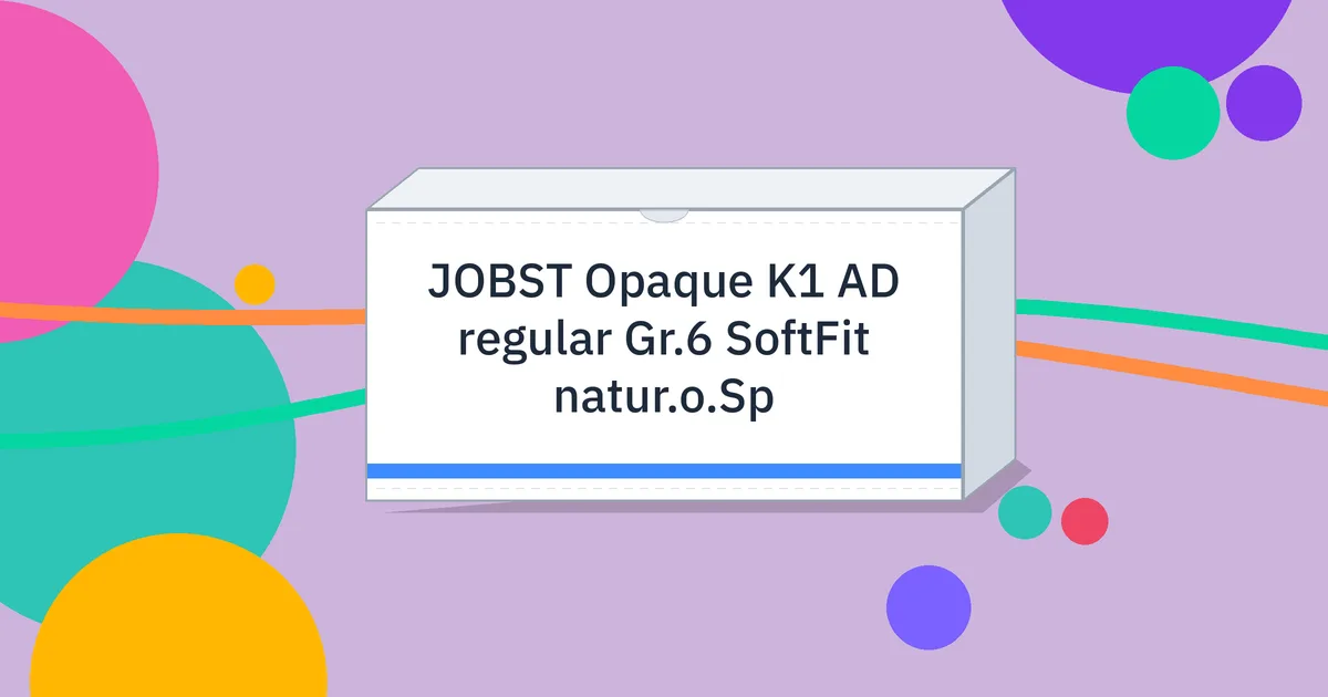 Symbolbild: Packung mit der Aufschrift JOBST Opaque K1 AD regular Gr.6 SoftFit natur.o.Sp (PZN 13083105) – Verfügbarkeit und Bezug in Apotheken in Frankfurt am Main