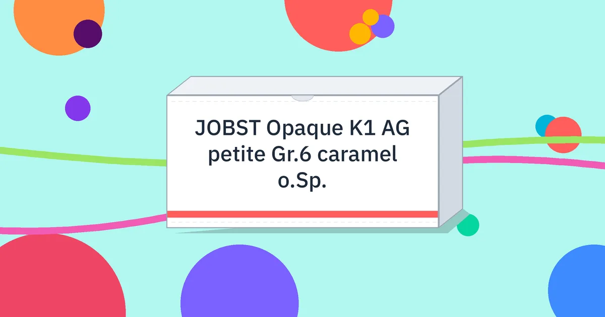 Symbolbild: Packung mit der Aufschrift JOBST Opaque K1 AG petite Gr.6 caramel o.Sp. (PZN 13087304) – Verfügbarkeit und Bezug in Apotheken in Frankfurt am Main