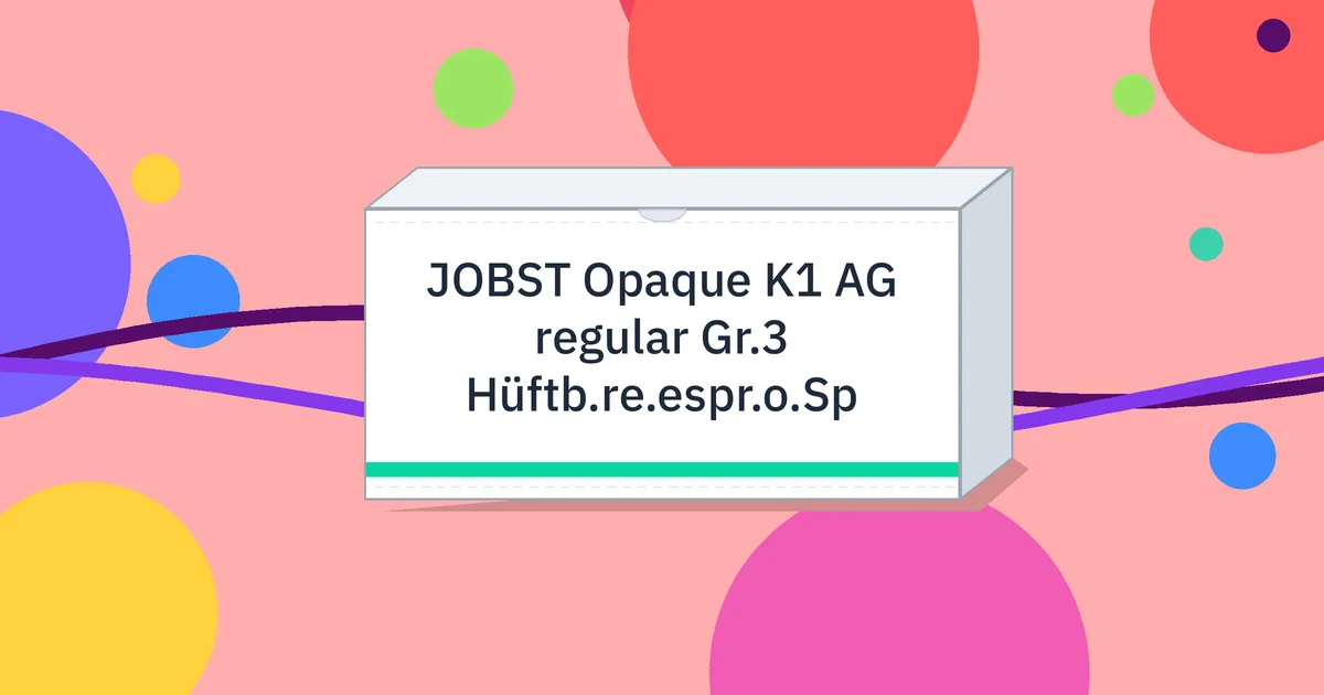 Symbolbild: Packung mit der Aufschrift JOBST Opaque K1 AG regular Gr.3 Hüftb.re.espr.o.Sp (PZN 16272663) – Verfügbarkeit und Bezug in Apotheken in Frankfurt am Main
