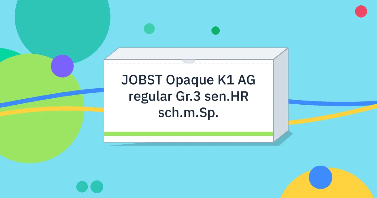 Symbolbild: Packung mit der Aufschrift JOBST Opaque K1 AG regular Gr.3 sen.HR sch.m.Sp. (PZN 13092802) – Verfügbarkeit und Bezug in Apotheken in Frankfurt am Main