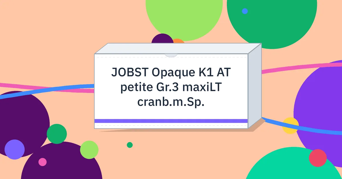 Symbolbild: Packung mit der Aufschrift JOBST Opaque K1 AT petite Gr.3 maxiLT cranb.m.Sp. (PZN 13102699) – Verfügbarkeit und Bezug in Apotheken in Frankfurt am Main