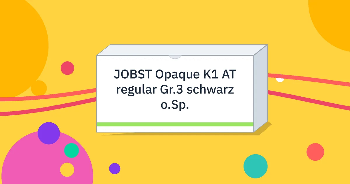 Symbolbild: Packung mit der Aufschrift JOBST Opaque K1 AT regular Gr.3 schwarz o.Sp. (PZN 13107544) – Verfügbarkeit und Bezug in Apotheken in Frankfurt am Main