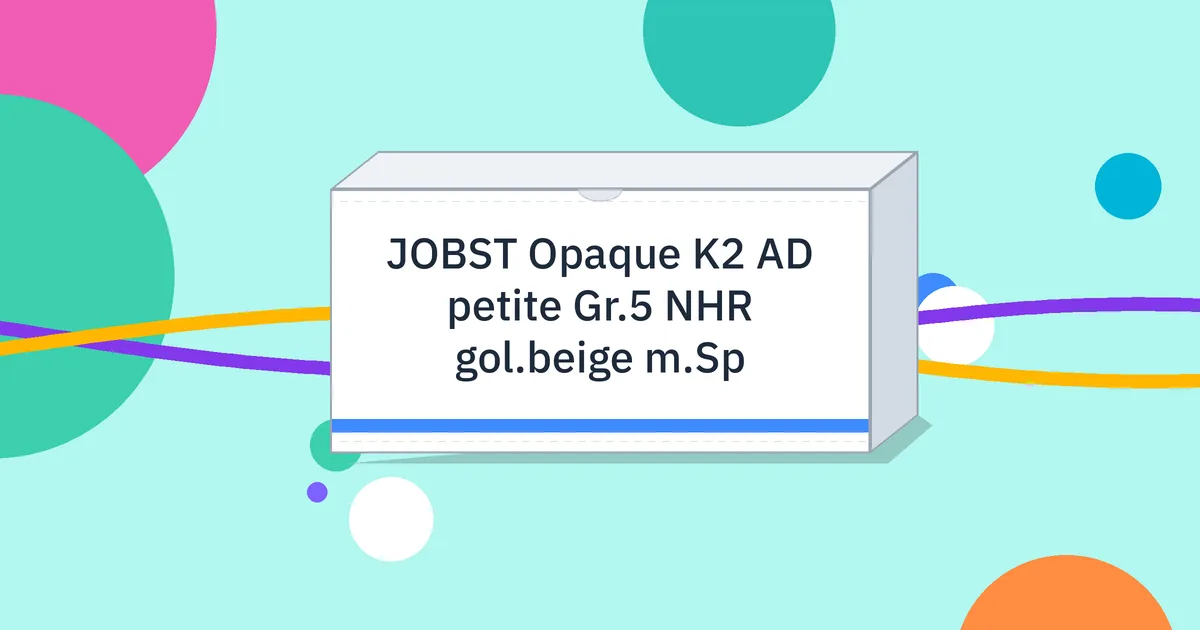 Symbolbild: Packung mit der Aufschrift JOBST Opaque K2 AD petite Gr.5 NHR gol.beige m.Sp (PZN 16278683) – Verfügbarkeit und Bezug in Apotheken in Frankfurt am Main