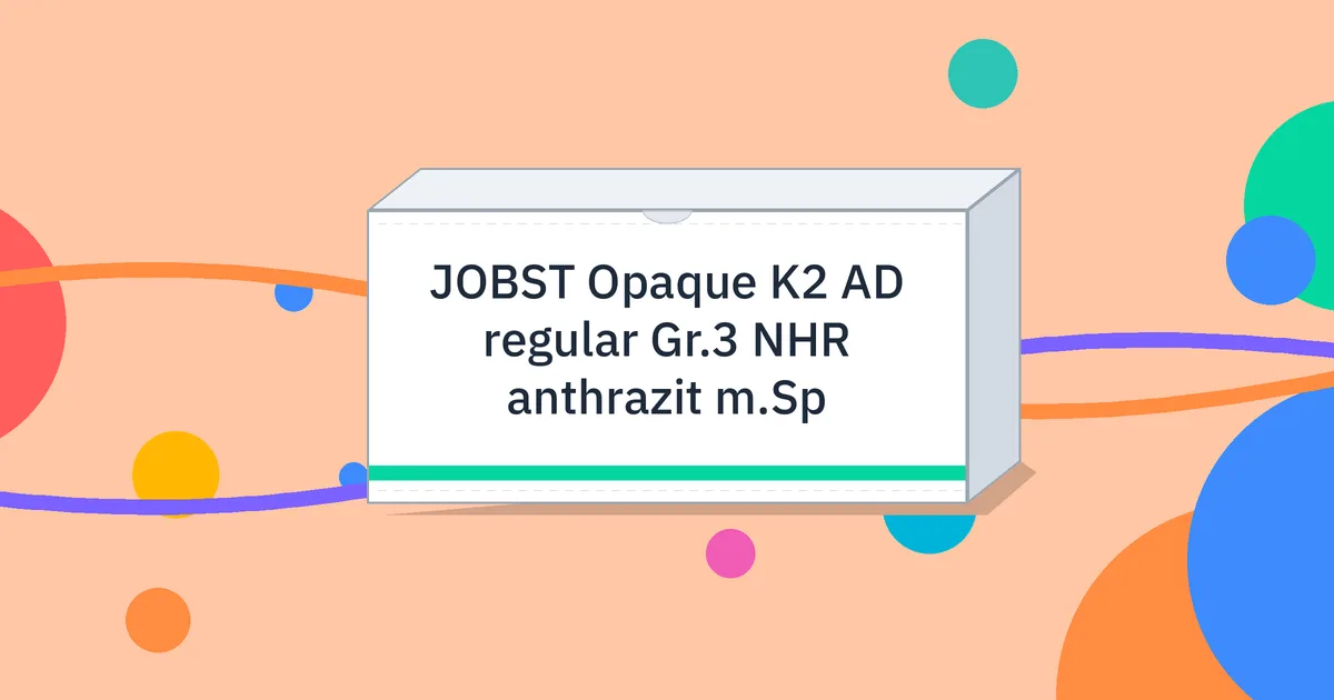Symbolbild: Packung mit der Aufschrift JOBST Opaque K2 AD regular Gr.3 NHR anthrazit m.Sp (PZN 16278418) – Verfügbarkeit und Bezug in Apotheken in Frankfurt am Main