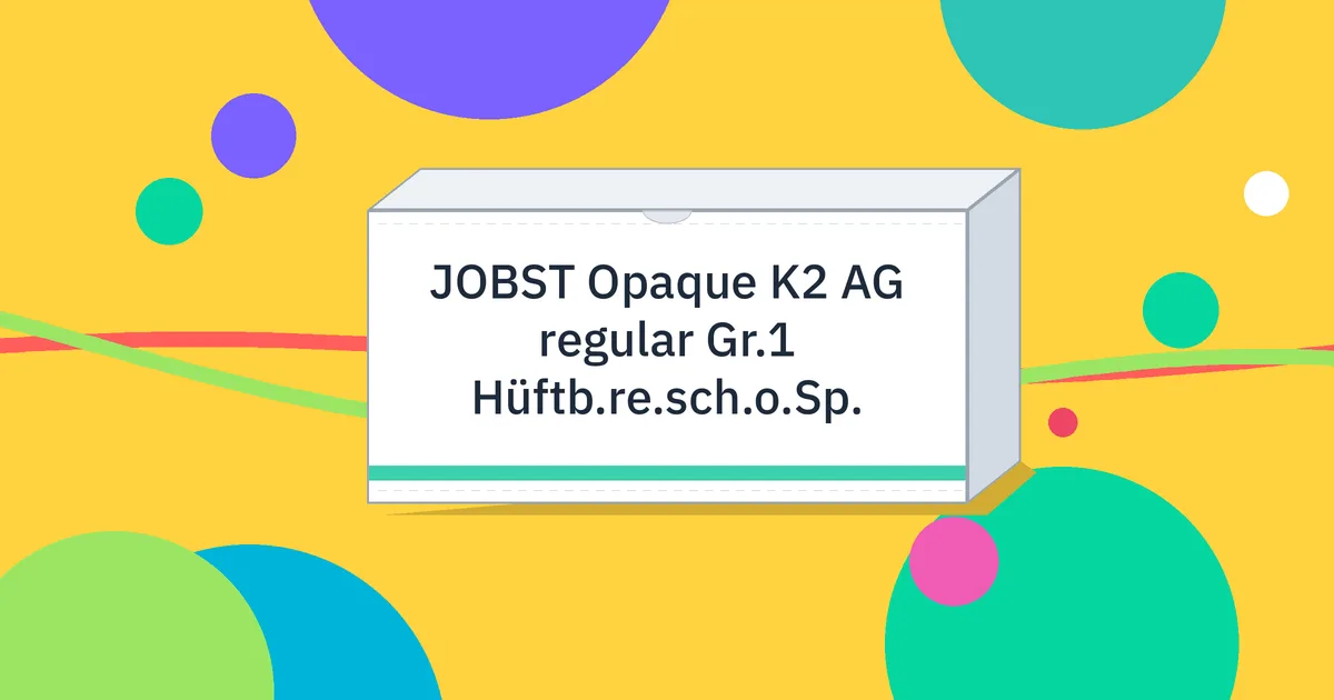Symbolbild: Packung mit der Aufschrift JOBST Opaque K2 AG regular Gr.1 Hüftb.re.sch.o.Sp. (PZN 13117755) – Verfügbarkeit und Bezug in Apotheken in Frankfurt am Main