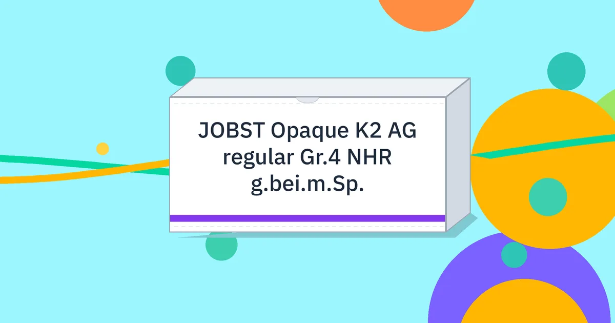 Symbolbild: Packung mit der Aufschrift JOBST Opaque K2 AG regular Gr.4 NHR g.bei.m.Sp. (PZN 16280183) – Verfügbarkeit und Bezug in Apotheken in Frankfurt am Main