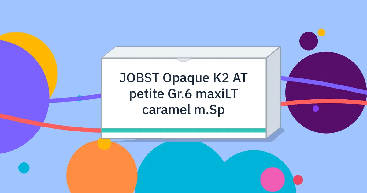 Symbolbild: Packung mit der Aufschrift JOBST Opaque K2 AT petite Gr.6 maxiLT caramel m.Sp (PZN 13118571) – Verfügbarkeit und Bezug in Apotheken in Frankfurt am Main