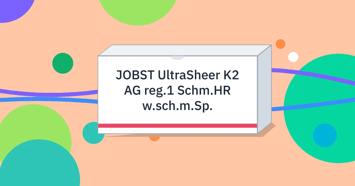 Symbolbild: Packung mit der Aufschrift JOBST UltraSheer K2 AG reg.1 Schm.HR w.sch.m.Sp. (PZN 11261554) – Verfügbarkeit und Bezug in Apotheken in Frankfurt am Main
