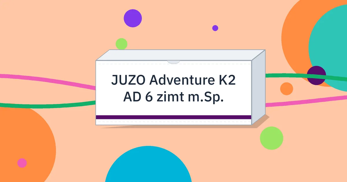 Symbolbild: Packung mit der Aufschrift JUZO Adventure K2 AD 6 zimt m.Sp. (PZN 16494464) – Verfügbarkeit und Bezug in Apotheken in Frankfurt am Main