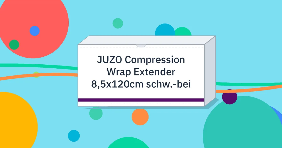 Symbolbild: Packung mit der Aufschrift JUZO Compression Wrap Extender 8,5x120cm schw.-bei (PZN 16582429) – Verfügbarkeit und Bezug in Apotheken in Frankfurt am Main
