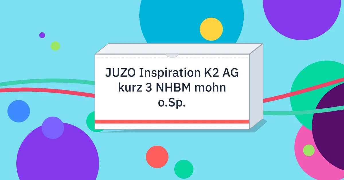 Symbolbild: Packung mit der Aufschrift JUZO Inspiration K2 AG kurz 3 NHBM mohn o.Sp. (PZN 14921471) – Verfügbarkeit und Bezug in Apotheken in Frankfurt am Main