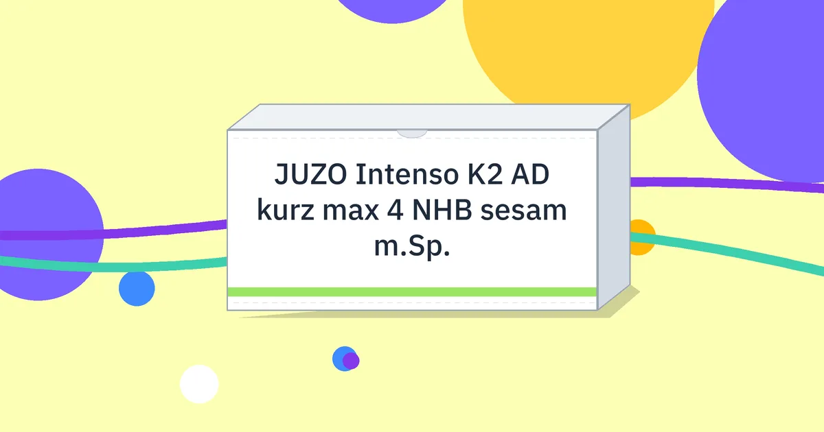 Symbolbild: Packung mit der Aufschrift JUZO Intenso K2 AD kurz max 4 NHB sesam m.Sp. (PZN 18612175) – Verfügbarkeit und Bezug in Apotheken in Frankfurt am Main