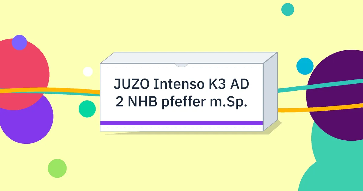 Symbolbild: Packung mit der Aufschrift JUZO Intenso K3 AD 2 NHB pfeffer m.Sp. (PZN 18630730) – Verfügbarkeit und Bezug in Apotheken in Frankfurt am Main