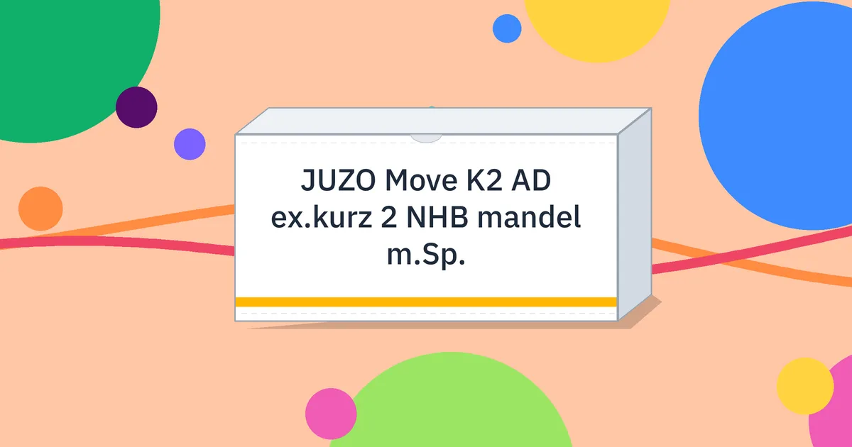 Symbolbild: Packung mit der Aufschrift JUZO Move K2 AD ex.kurz 2 NHB mandel m.Sp. (PZN 16340229) – Verfügbarkeit und Bezug in Apotheken in Frankfurt am Main