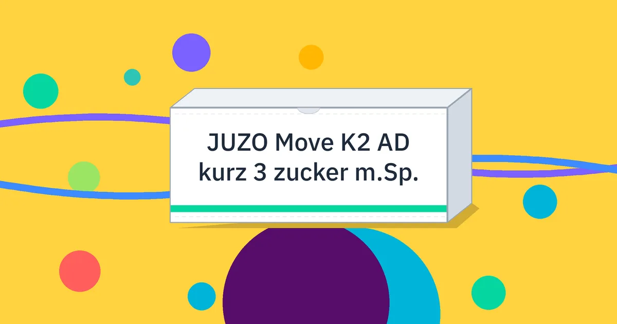 Symbolbild: Packung mit der Aufschrift JUZO Move K2 AD kurz 3 zucker m.Sp. (PZN 18508408) – Verfügbarkeit und Bezug in Apotheken in Frankfurt am Main