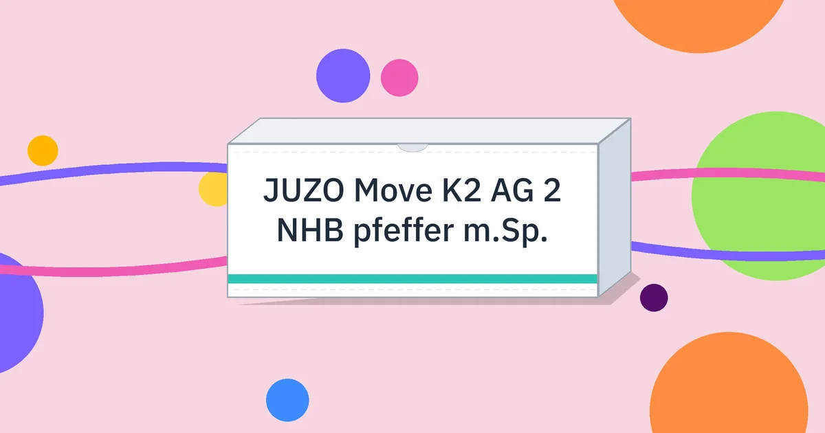 Symbolbild: Packung mit der Aufschrift JUZO Move K2 AG 2 NHB pfeffer m.Sp. (PZN 16636964) – Verfügbarkeit und Bezug in Apotheken in Frankfurt am Main