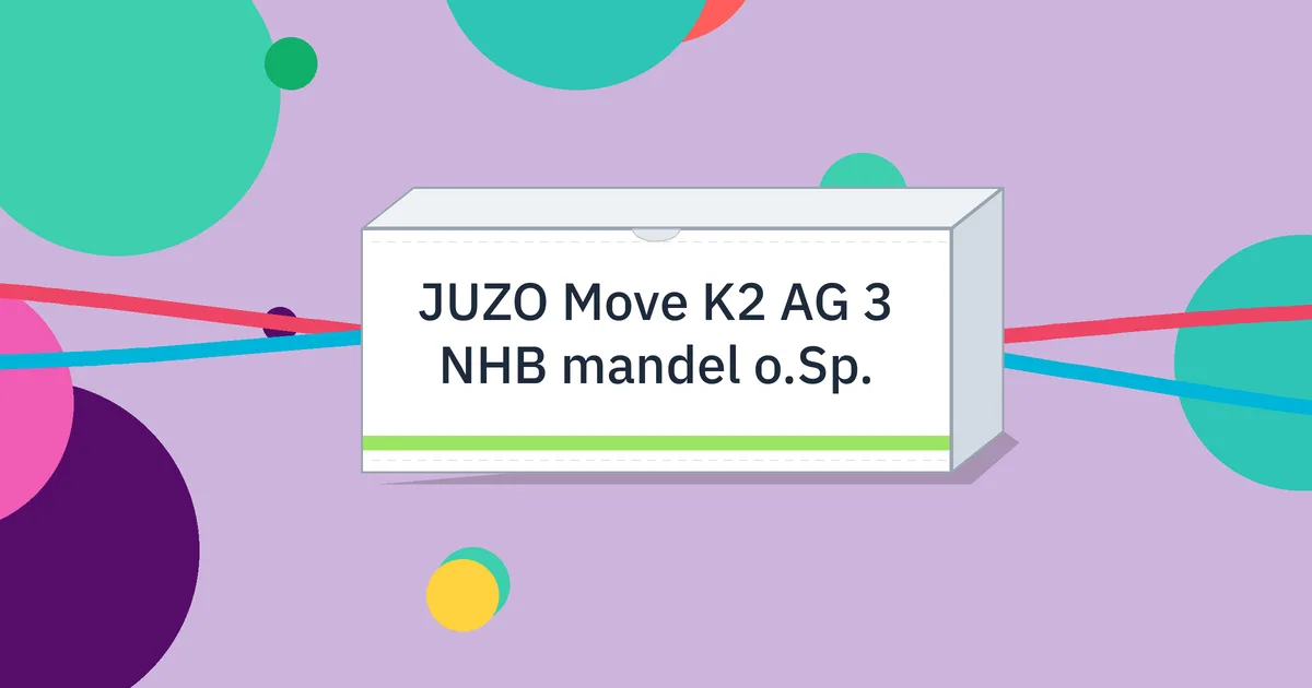 Symbolbild: Packung mit der Aufschrift JUZO Move K2 AG 3 NHB mandel o.Sp. (PZN 16638845) – Verfügbarkeit und Bezug in Apotheken in Frankfurt am Main