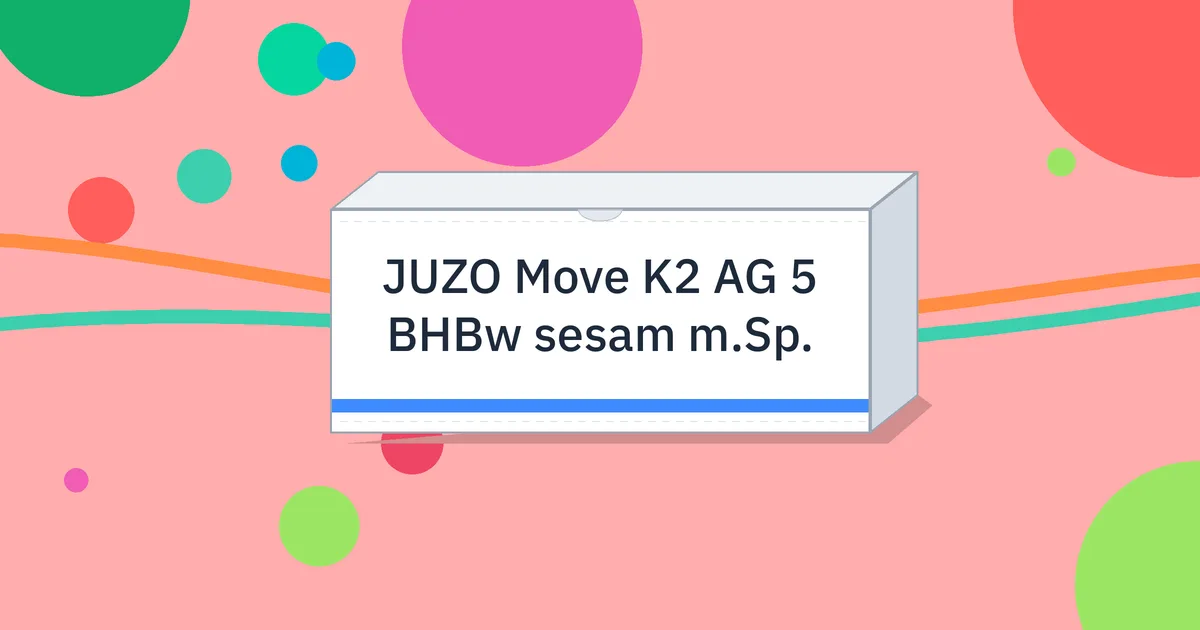 Symbolbild: Packung mit der Aufschrift JUZO Move K2 AG 5 BHBw sesam m.Sp. (PZN 18524502) – Verfügbarkeit und Bezug in Apotheken in Frankfurt am Main