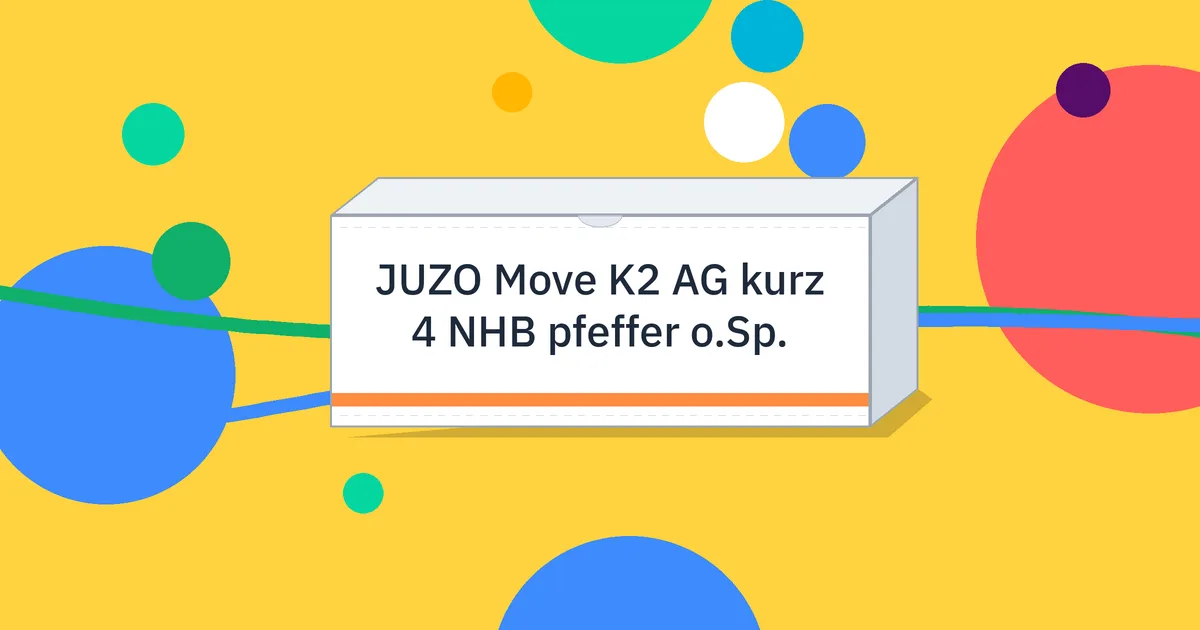 Symbolbild: Packung mit der Aufschrift JUZO Move K2 AG kurz 4 NHB pfeffer o.Sp. (PZN 16638911) – Verfügbarkeit und Bezug in Apotheken in Frankfurt am Main