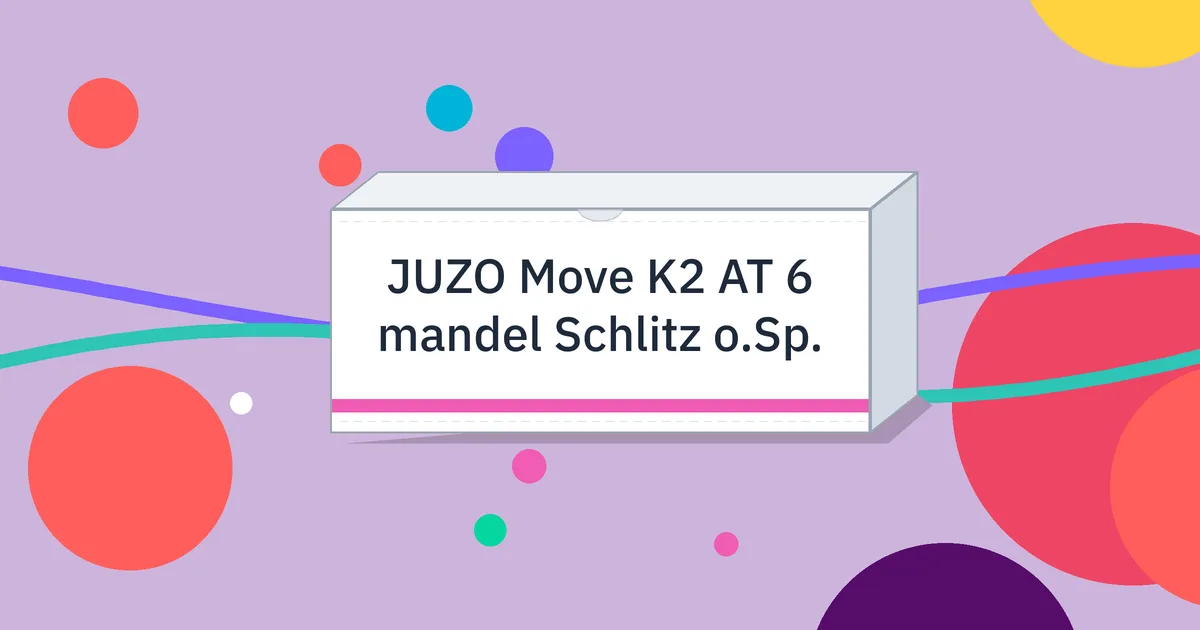 Symbolbild: Packung mit der Aufschrift JUZO Move K2 AT 6 mandel Schlitz o.Sp. (PZN 20670435) – Verfügbarkeit und Bezug in Apotheken in Frankfurt am Main