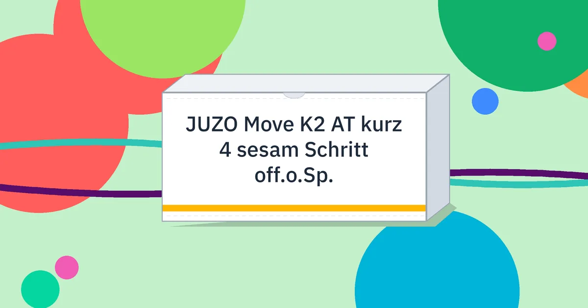 Symbolbild: Packung mit der Aufschrift JUZO Move K2 AT kurz 4 sesam Schritt off.o.Sp. (PZN 20675935) – Verfügbarkeit und Bezug in Apotheken in Frankfurt am Main