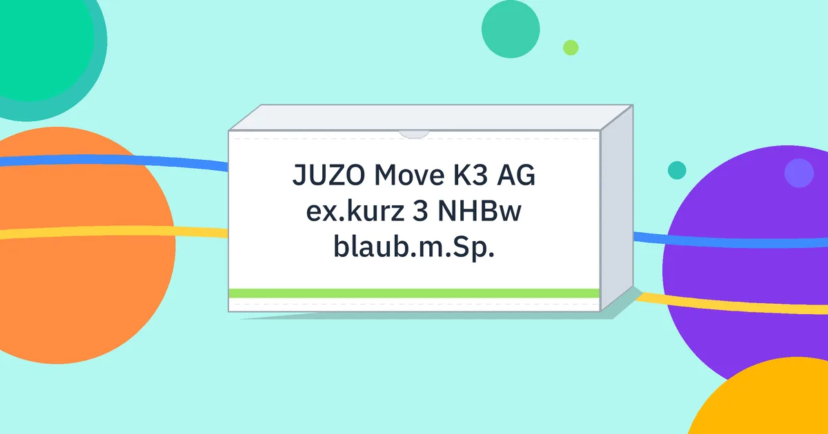 Symbolbild: Packung mit der Aufschrift JUZO Move K3 AG ex.kurz 3 NHBw blaub.m.Sp. (PZN 18594299) – Verfügbarkeit und Bezug in Apotheken in Frankfurt am Main