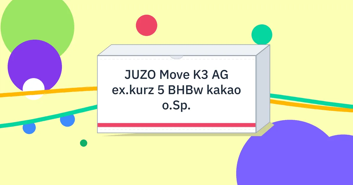 Symbolbild: Packung mit der Aufschrift JUZO Move K3 AG ex.kurz 5 BHBw kakao o.Sp. (PZN 18597731) – Verfügbarkeit und Bezug in Apotheken in Frankfurt am Main