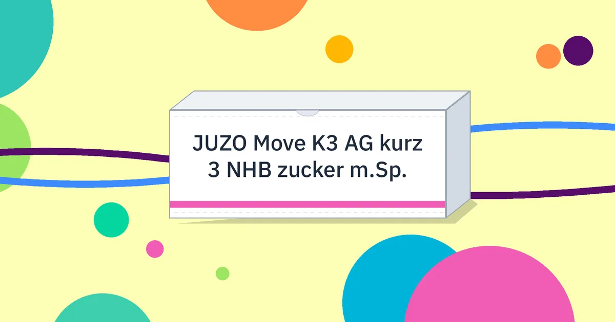 Symbolbild: Packung mit der Aufschrift JUZO Move K3 AG kurz 3 NHB zucker m.Sp. (PZN 18579041) – Verfügbarkeit und Bezug in Apotheken in Frankfurt am Main