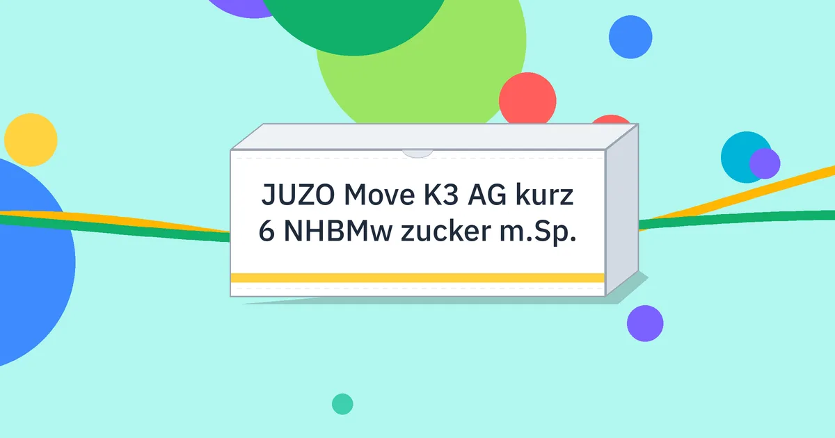 Symbolbild: Packung mit der Aufschrift JUZO Move K3 AG kurz 6 NHBMw zucker m.Sp. (PZN 18578886) – Verfügbarkeit und Bezug in Apotheken in Frankfurt am Main
