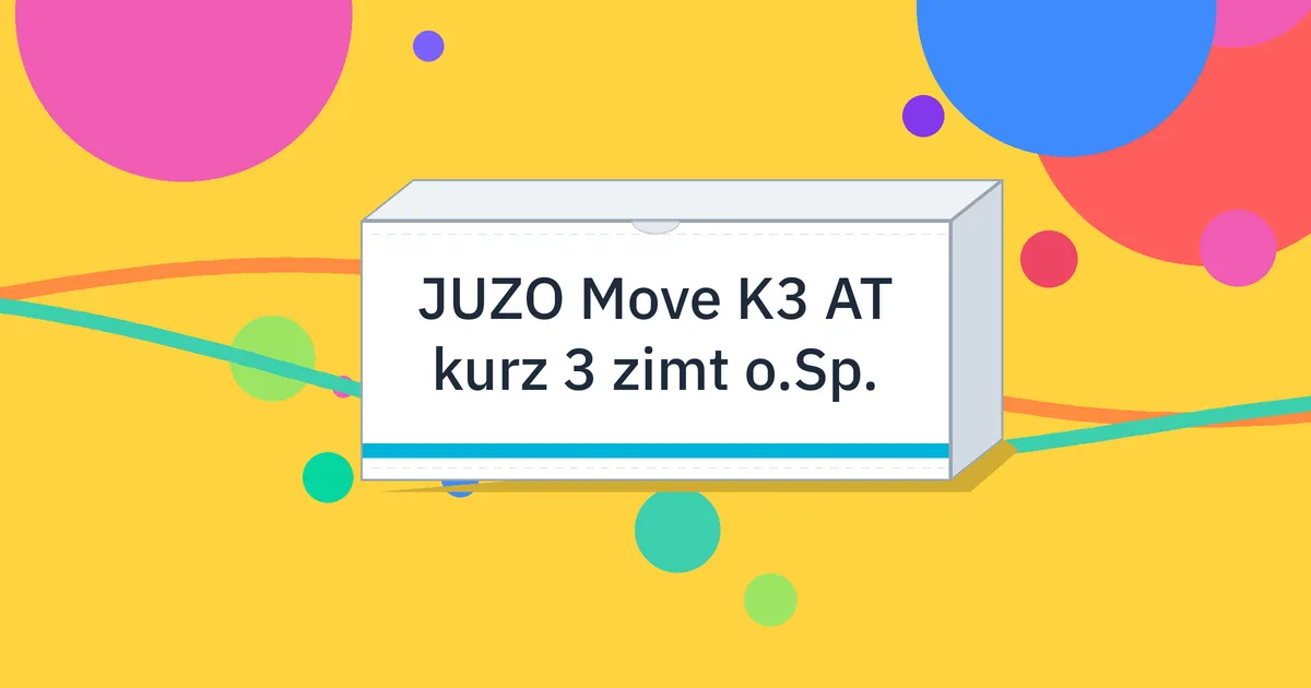Symbolbild: Packung mit der Aufschrift JUZO Move K3 AT kurz 3 zimt o.Sp. (PZN 20684609) – Verfügbarkeit und Bezug in Apotheken in Frankfurt am Main