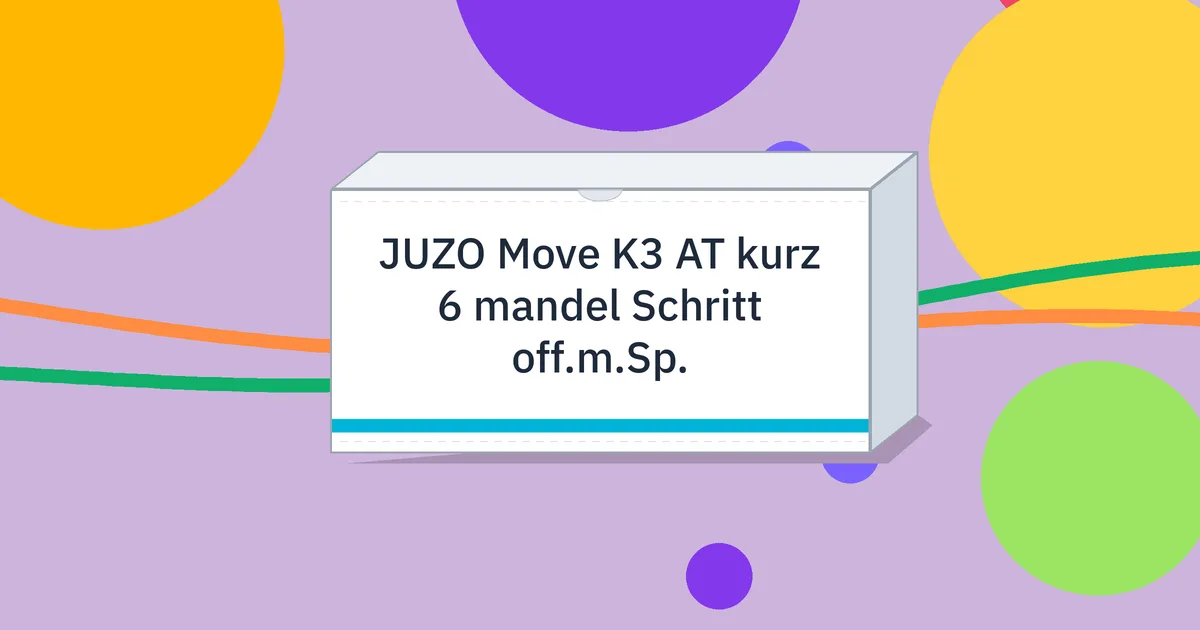 Symbolbild: Packung mit der Aufschrift JUZO Move K3 AT kurz 6 mandel Schritt off.m.Sp. (PZN 20683811) – Verfügbarkeit und Bezug in Apotheken in Frankfurt am Main