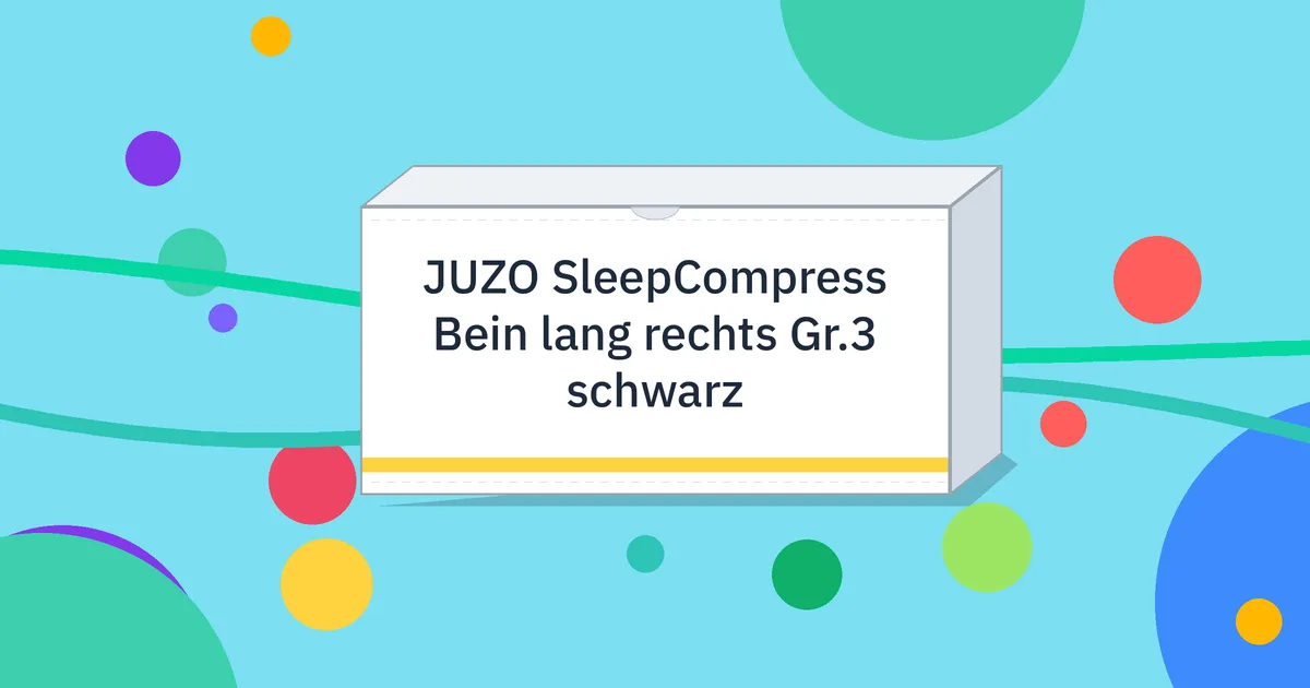 Symbolbild: Packung mit der Aufschrift JUZO SleepCompress Bein lang rechts Gr.3 schwarz (PZN 19622856) – Verfügbarkeit und Bezug in Apotheken in Frankfurt am Main