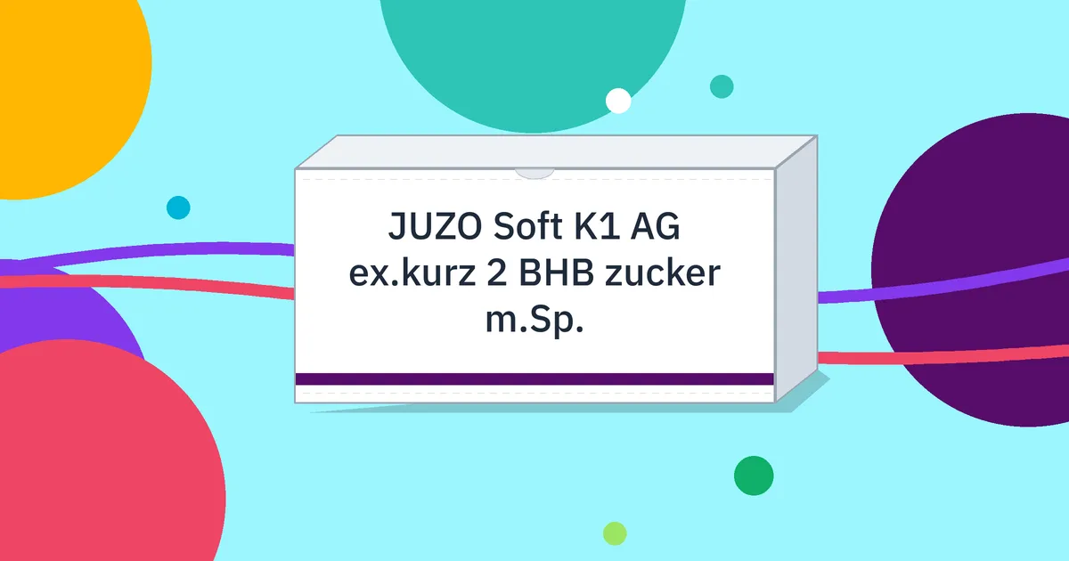 Symbolbild: Packung mit der Aufschrift JUZO Soft K1 AG ex.kurz 2 BHB zucker m.Sp. (PZN 14823248) – Verfügbarkeit und Bezug in Apotheken in Frankfurt am Main
