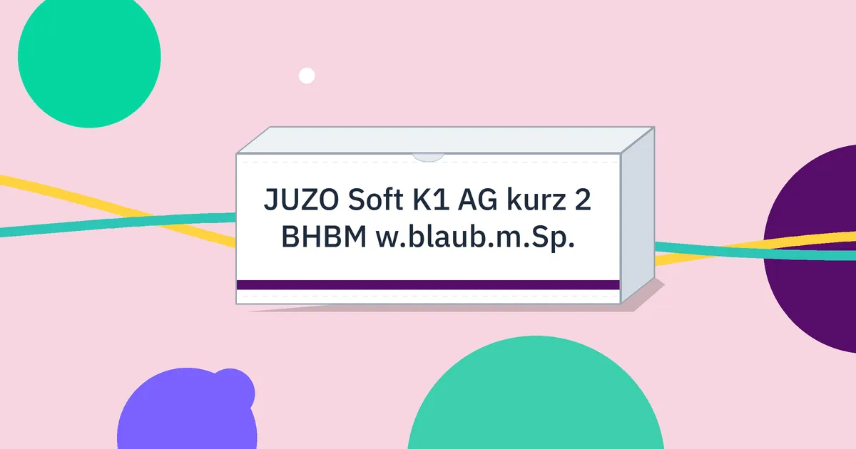 Symbolbild: Packung mit der Aufschrift JUZO Soft K1 AG kurz 2 BHBM w.blaub.m.Sp. (PZN 14863644) – Verfügbarkeit und Bezug in Apotheken in Frankfurt am Main