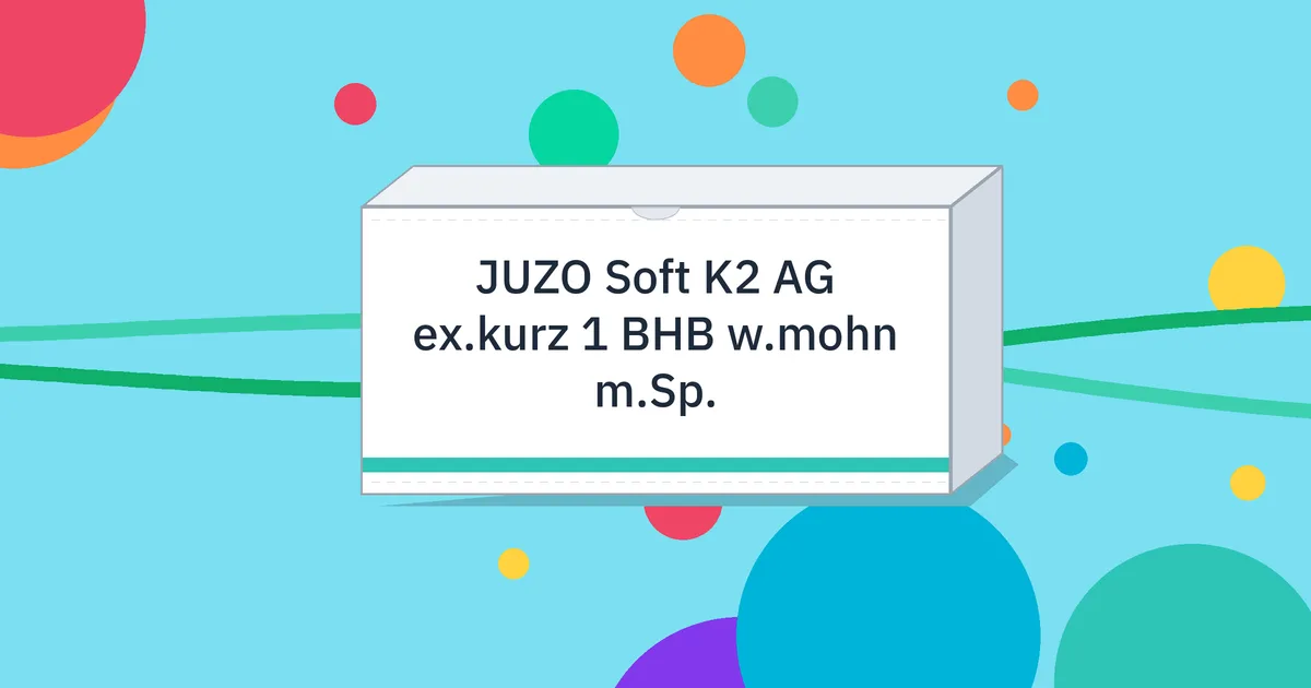 Symbolbild: Packung mit der Aufschrift JUZO Soft K2 AG ex.kurz 1 BHB w.mohn m.Sp. (PZN 14843601) – Verfügbarkeit und Bezug in Apotheken in Frankfurt am Main