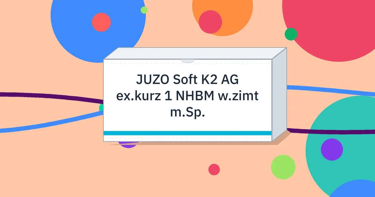 Symbolbild: Packung mit der Aufschrift JUZO Soft K2 AG ex.kurz 1 NHBM w.zimt m.Sp. (PZN 15021485) – Verfügbarkeit und Bezug in Apotheken in Frankfurt am Main